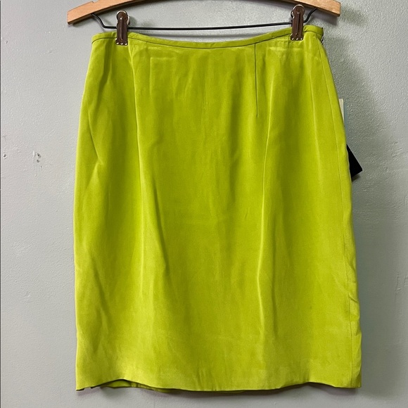 Via Seta | Skirts | Via Seta Studio Bright Lime Green Silk Mini Skirt ...